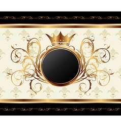 Gold invitation frame with heraldic crown Vector Image