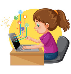 Girl using computer Royalty Free Vector Image - VectorStock