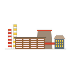 Factory building red icon in the flat style Vector Image
