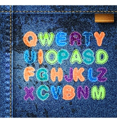 Jeans alphabet Denim letter M Royalty Free Vector Image