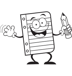 Cartoon Notebook Paper Holding a Pencil Royalty Free Vector