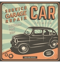 Auto service retro poster Royalty Free Vector Image