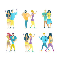 Man using smartphone technology character Vector Image