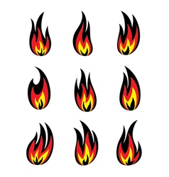 Set of flame symbols Royalty Free Vector Image