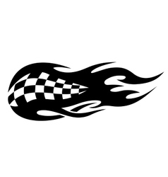 Checkered flag with black flames Royalty Free Vector Image