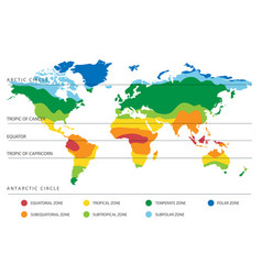 World climate zones map geographic Royalty Free Vector Image