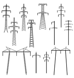 Silhouette of Power line and electric pylon Royalty Free Vector Image ...