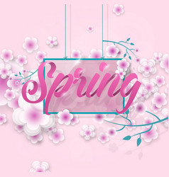 Floral spring Thank you pink flowers card Vector Image