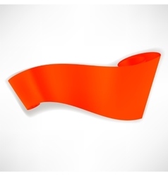 Red curved paper scroll with shadow on white Vector Image