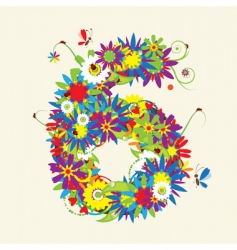 Number 9 floral design Royalty Free Vector Image