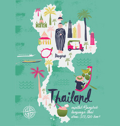 Thailand set thai color icons and symbols illu Vector Image