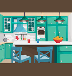Cartoon of kitchen interior Royalty Free Vector Image