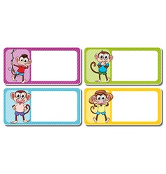 Square labels with funny monkeys Royalty Free Vector Image