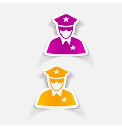 Policeman stickers and badges set with police car Vector Image
