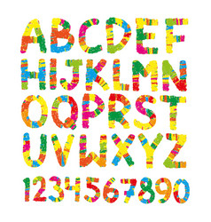 Font pencil crayon for kids handwritten Royalty Free Vector