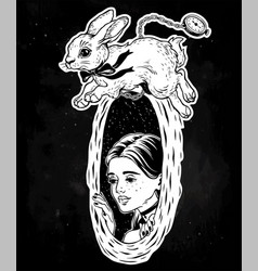 White Rabbit with pocket watch Royalty Free Vector Image