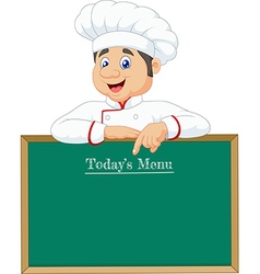 Cartoon chef with blank menu Royalty Free Vector Image - VectorStock