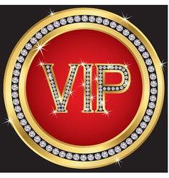 Vip gold label with diamonds Royalty Free Vector Image