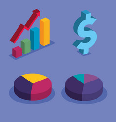 Isolated workflow bars with decrease arrow Vector Image