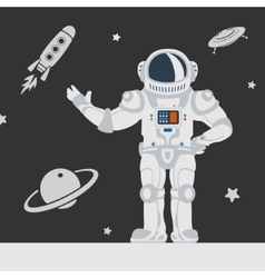 Cartoon Astronaut Standing Pointing Royalty Free Vector