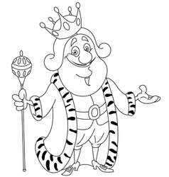 Fat king cartoon coloring page Royalty Free Vector Image