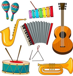Set of funny cartoon musical instruments for kids Vector Image