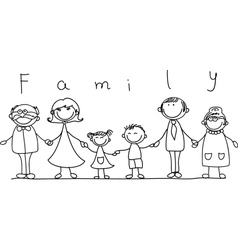 Big family outline Royalty Free Vector Image - VectorStock
