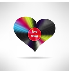 Melted vinyl record with heart Royalty Free Vector Image