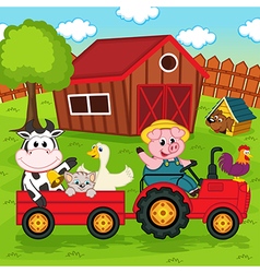 Red tractor Royalty Free Vector Image - VectorStock