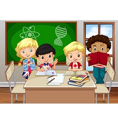 Cartoon children are learning Royalty Free Vector Image