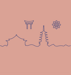 Japanese temple and symbol Royalty Free Vector Image