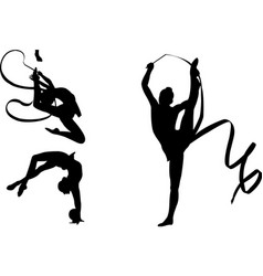 Set of silhouettes Rhythmic Gymnastics Royalty Free Vector Image ...