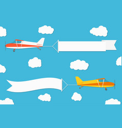Flying advertising banner planes and hot air Vector Image
