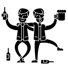 Drunk man and woman people drinking alcohol icons Vector Image