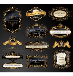 Vintage gold black frame decor label Royalty Free Vector