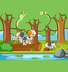 Cats under the tree Royalty Free Vector Image - VectorStock