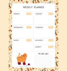Blank weekly planner template empty autumn Vector Image