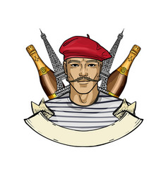 Hand drawn sketch french men Royalty Free Vector Image