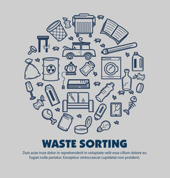 Waste sorting orange trash can with sorted Vector Image