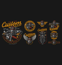 Vintage motorcycle colorful round label Royalty Free Vector