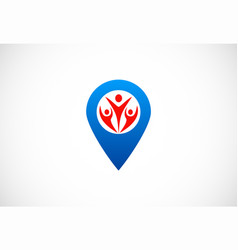 Pin position group people logo Royalty Free Vector Image