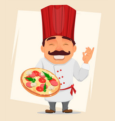 Cartoon italian chef with mustache Royalty Free Vector Image - VectorStock