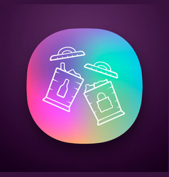 Waste sorting orange trash can with sorted Vector Image