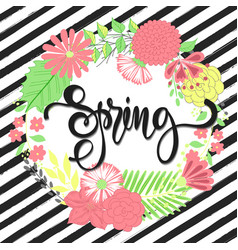 Nature background with grass and flowers Vector Image