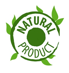 Green logo for 100 natural products Royalty Free Vector