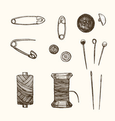 Sewing kit doodles Royalty Free Vector Image - VectorStock