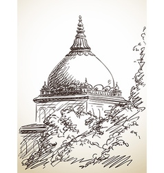 One continuous line drawing prambanan temple Vector Image