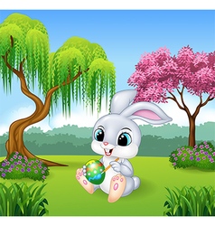 Cartoon kids painting Easter egg Royalty Free Vector Image