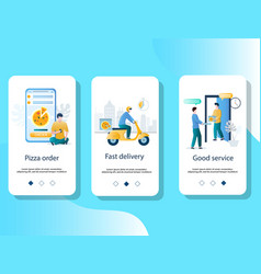 Online food delivery app banner set with couriers Vector Image