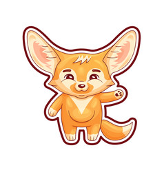 Smiling fennec fox swings its paw with salutation Vector Image